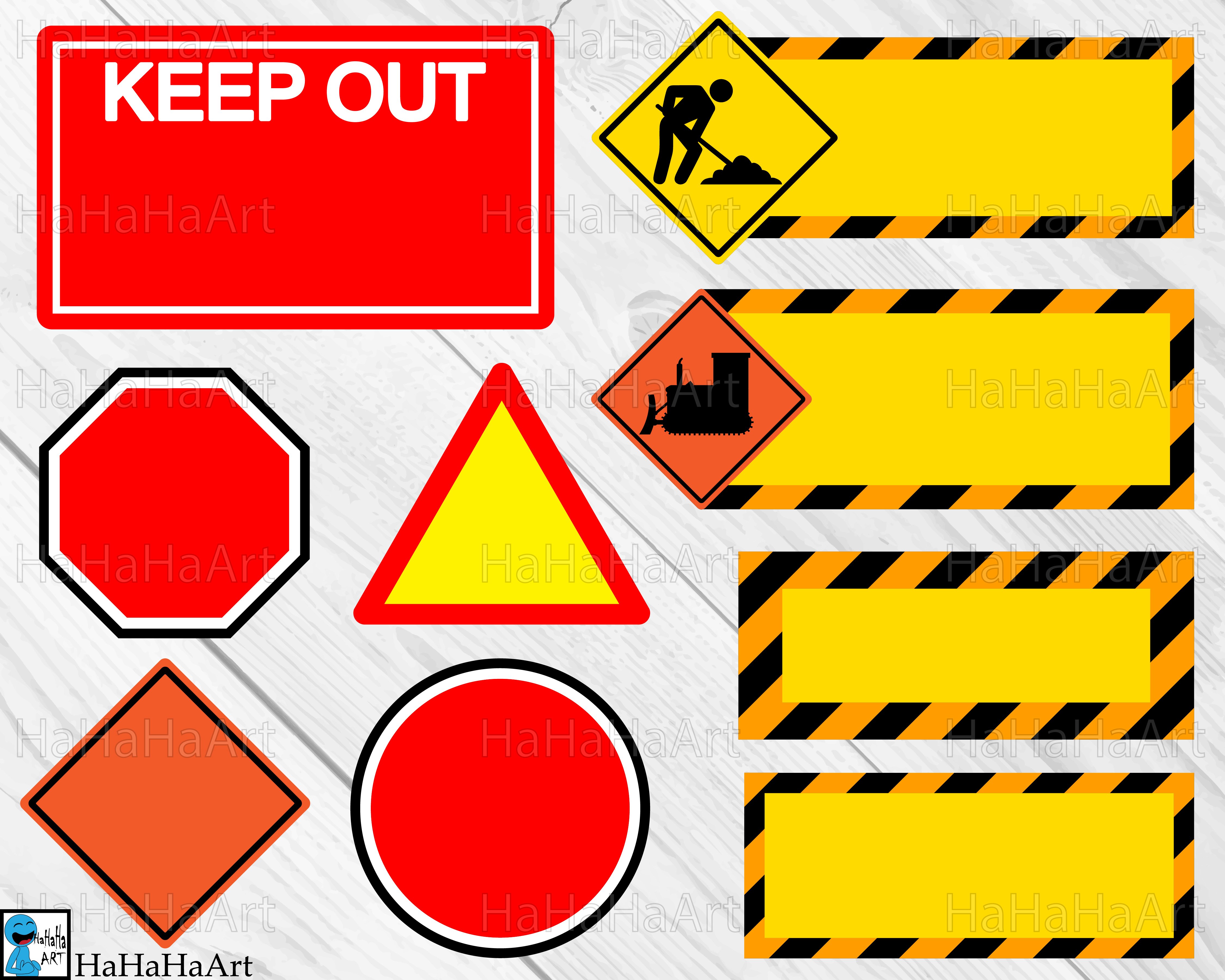 Construction Blank Signs - Clip art / Cutting Files 1403c