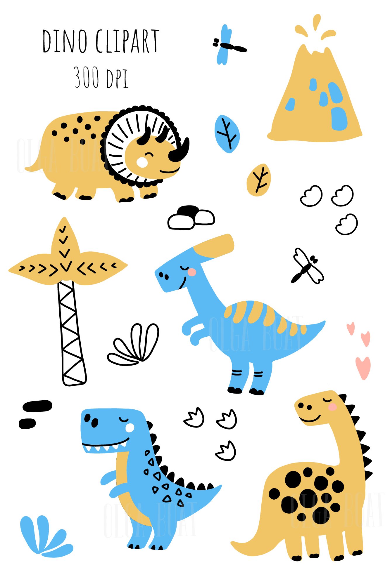 Dinosaur clipart Cute dinosaur Dinosaur bundle t rex cartoon