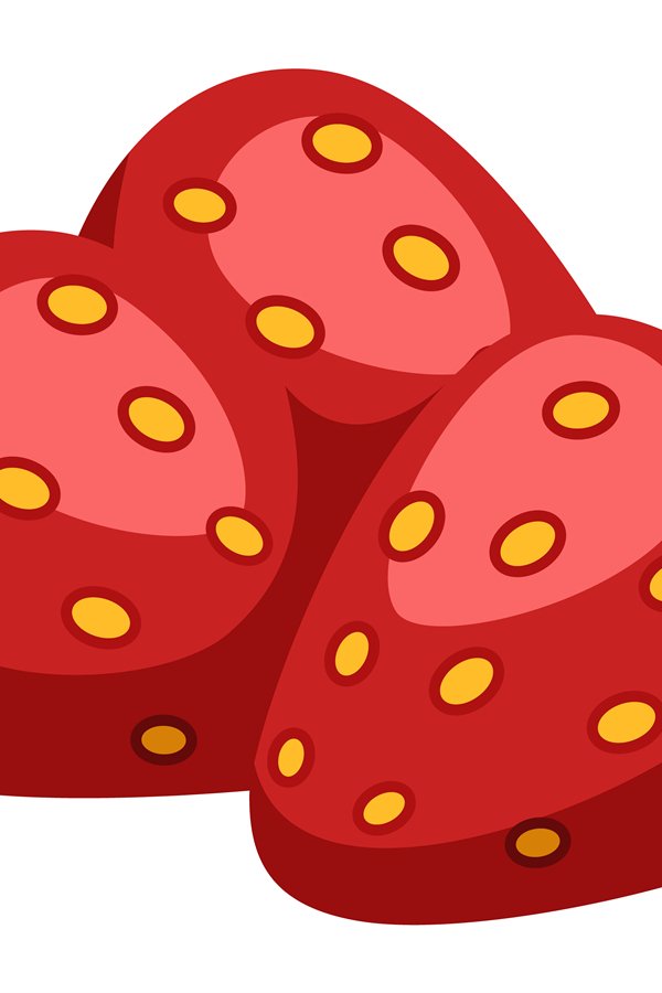 Strawberries heap. Juicy red berry. Cartoon vector illustrat