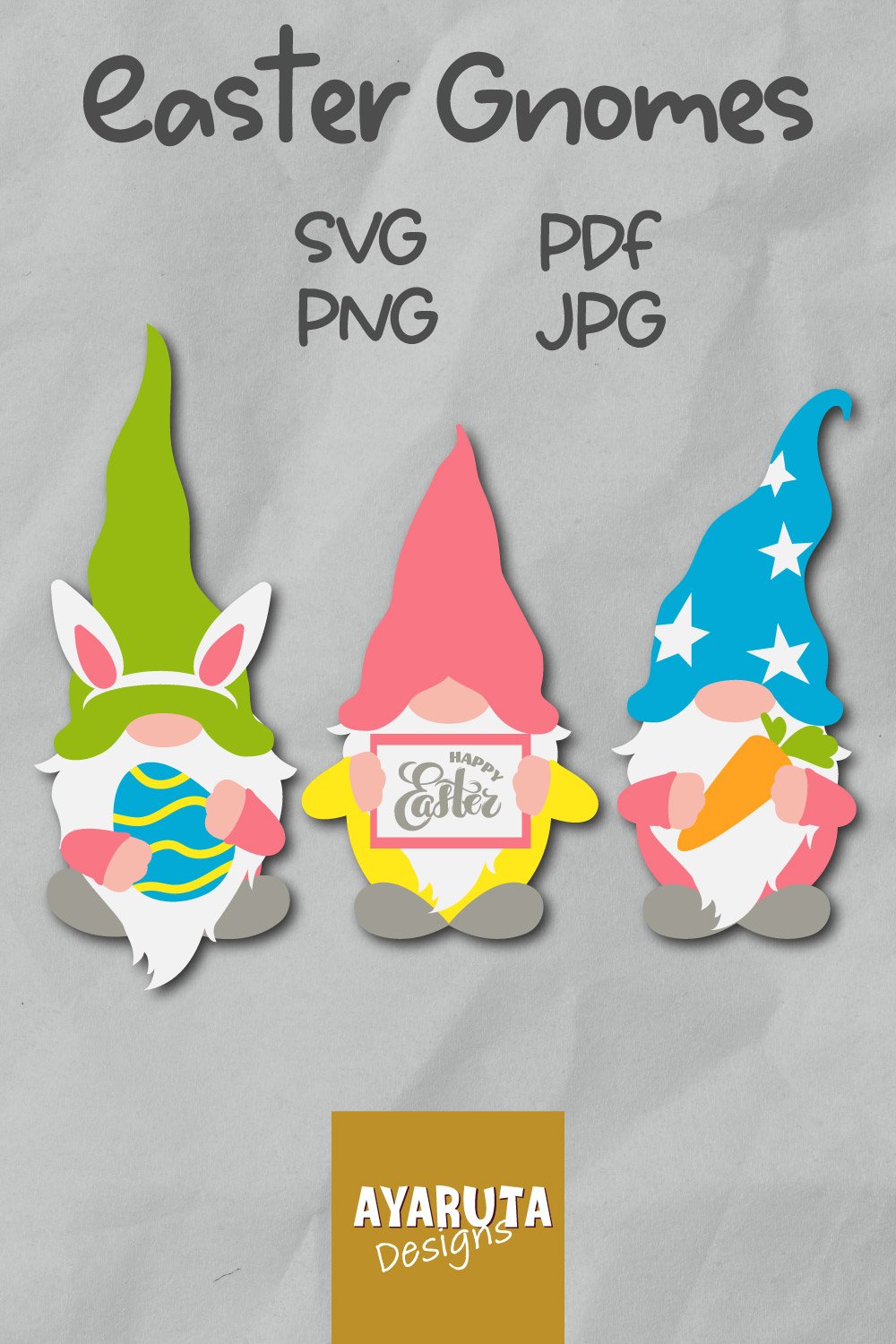 Easter Gnomes SVG Bunny Gnome, Egg, Carrot. Spring Gnome