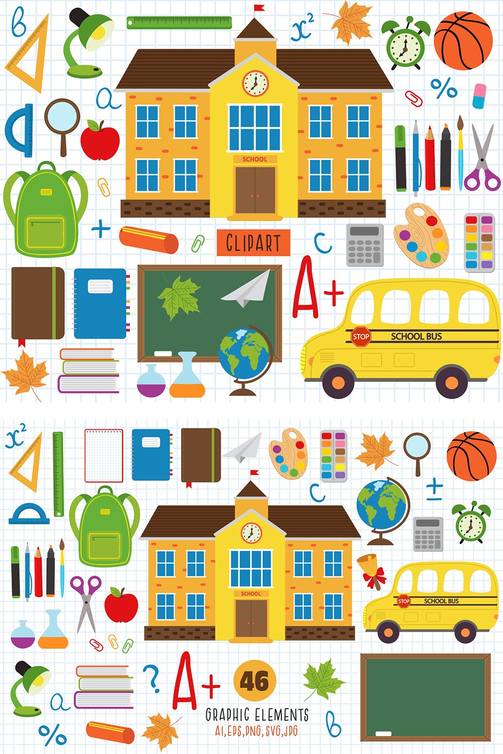 Back to school clipart, School supplies,Education clipart
