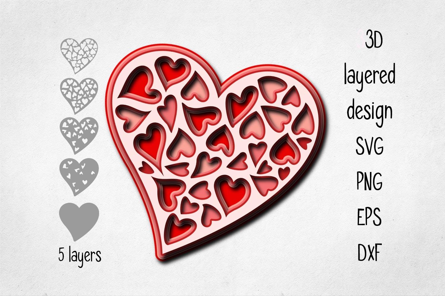 3D layered Heart Cut file (1110752)