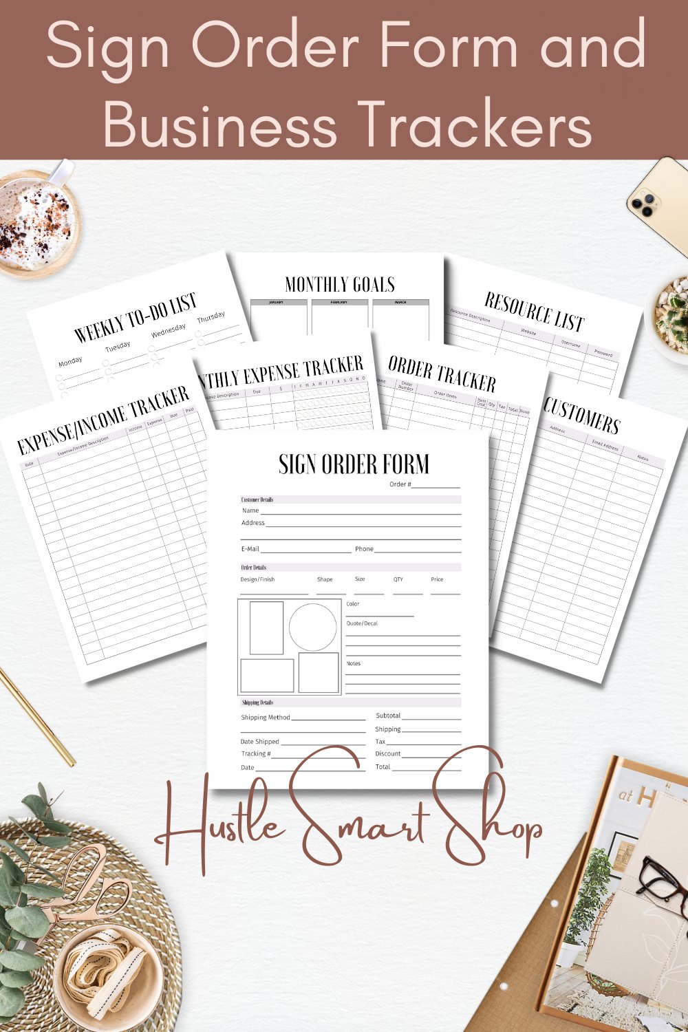 Sign Customer Order Form PDF Bundle Planner Printables