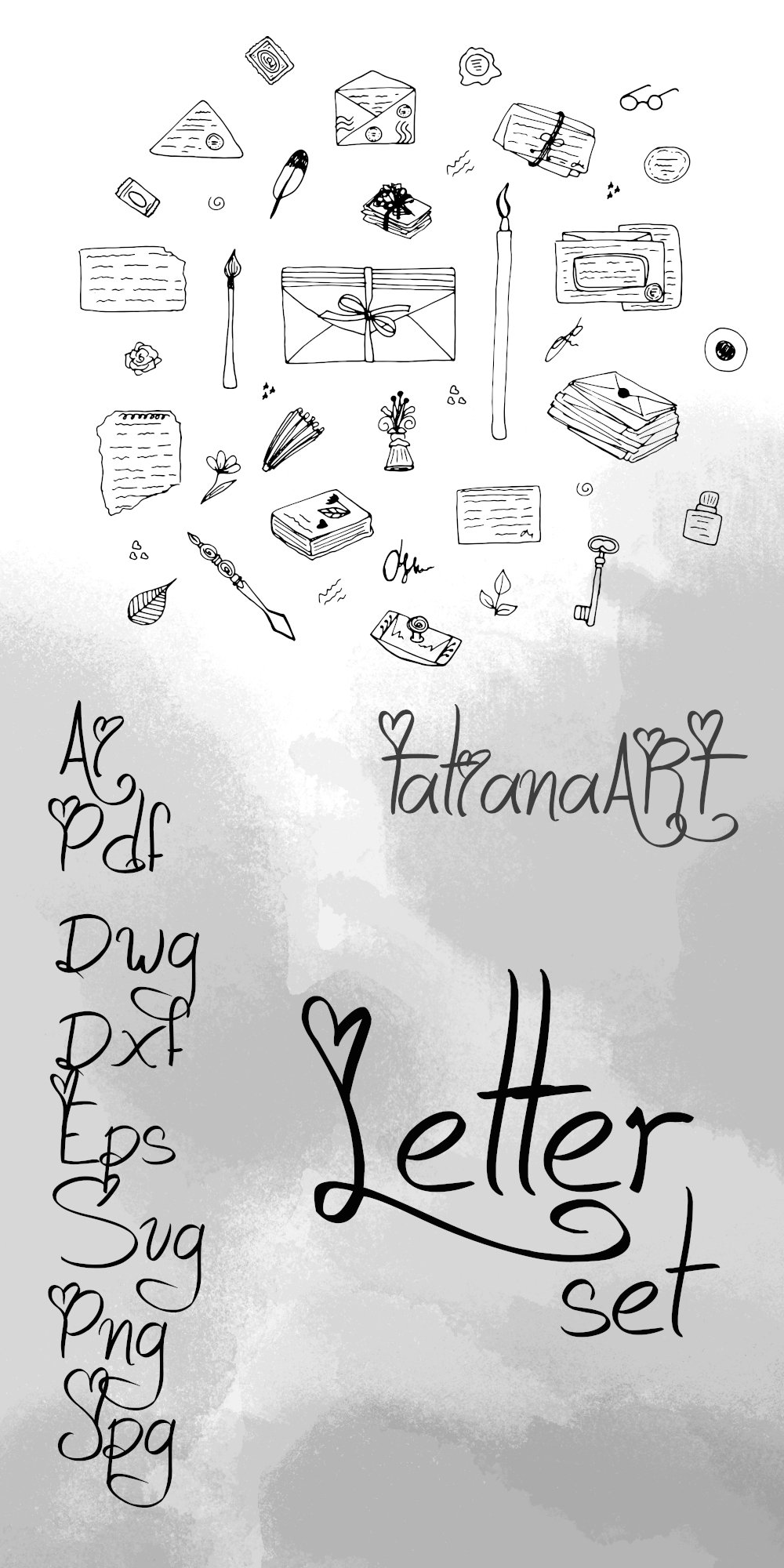 Letter set/Doodles/Doodle/Eps/Dxf/Ai/Eps