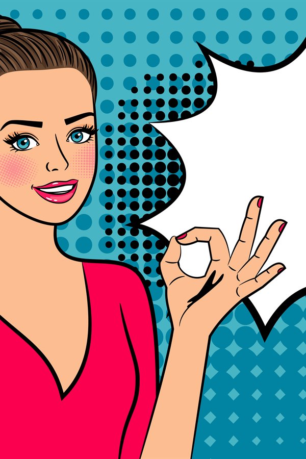 Retro girl with ok sign
