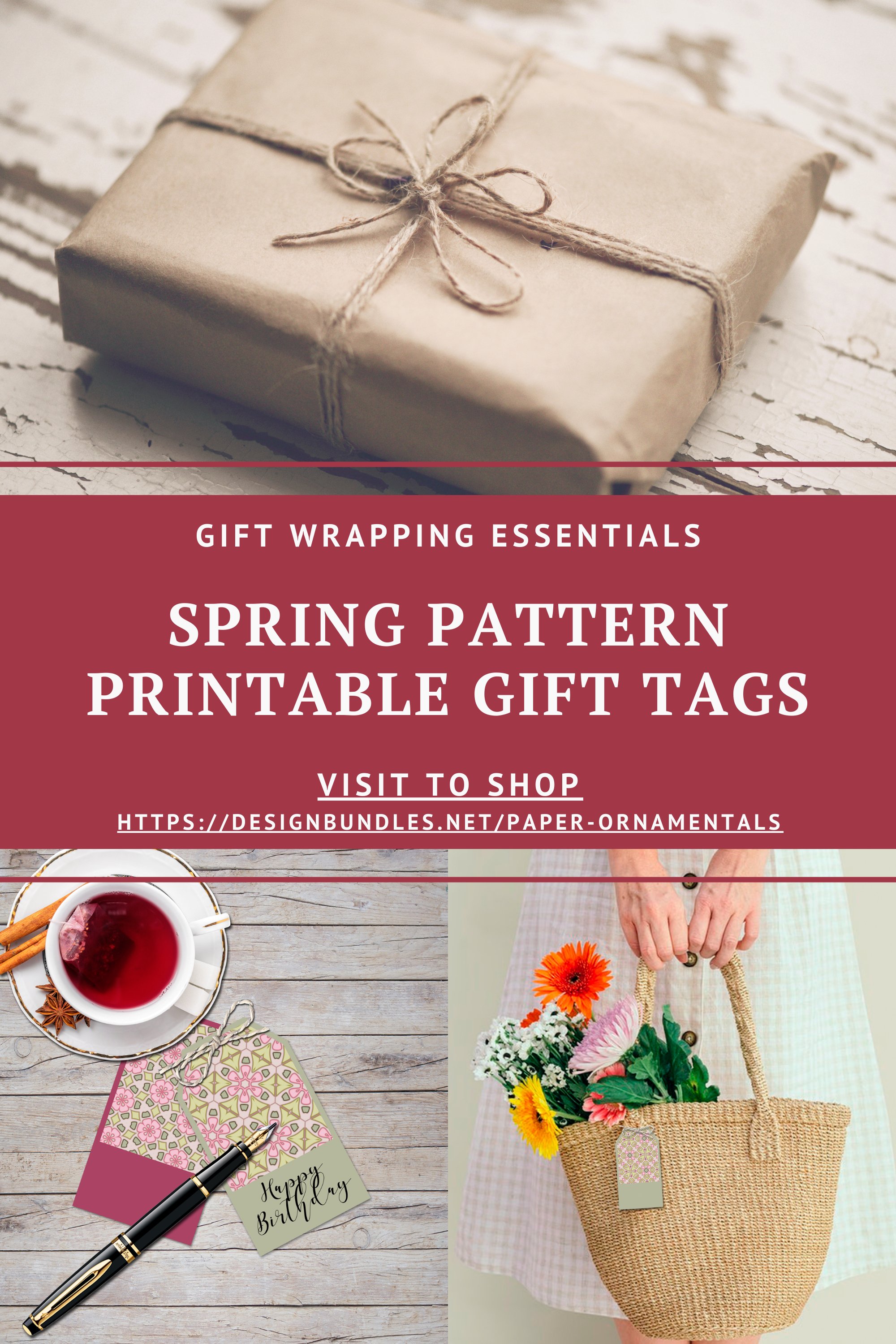 Gift Tags, Printable Gift Tags, Spring Pattern Gift Tags