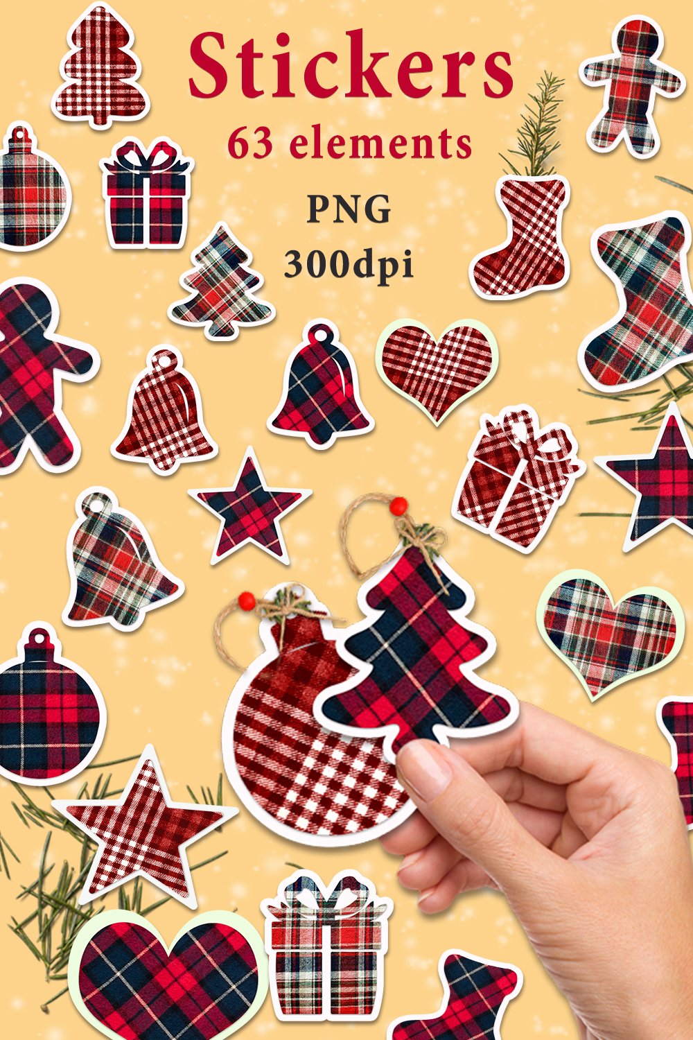 Stickers in a red plaid