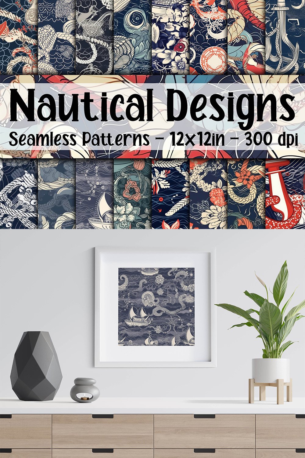 Seamless Nautical Digital Paper