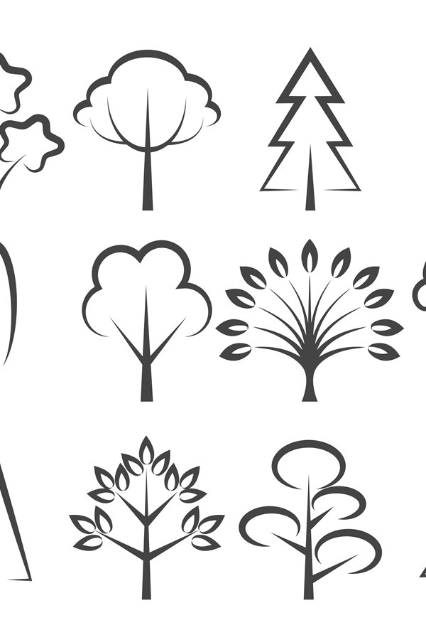 Trees linear icons set