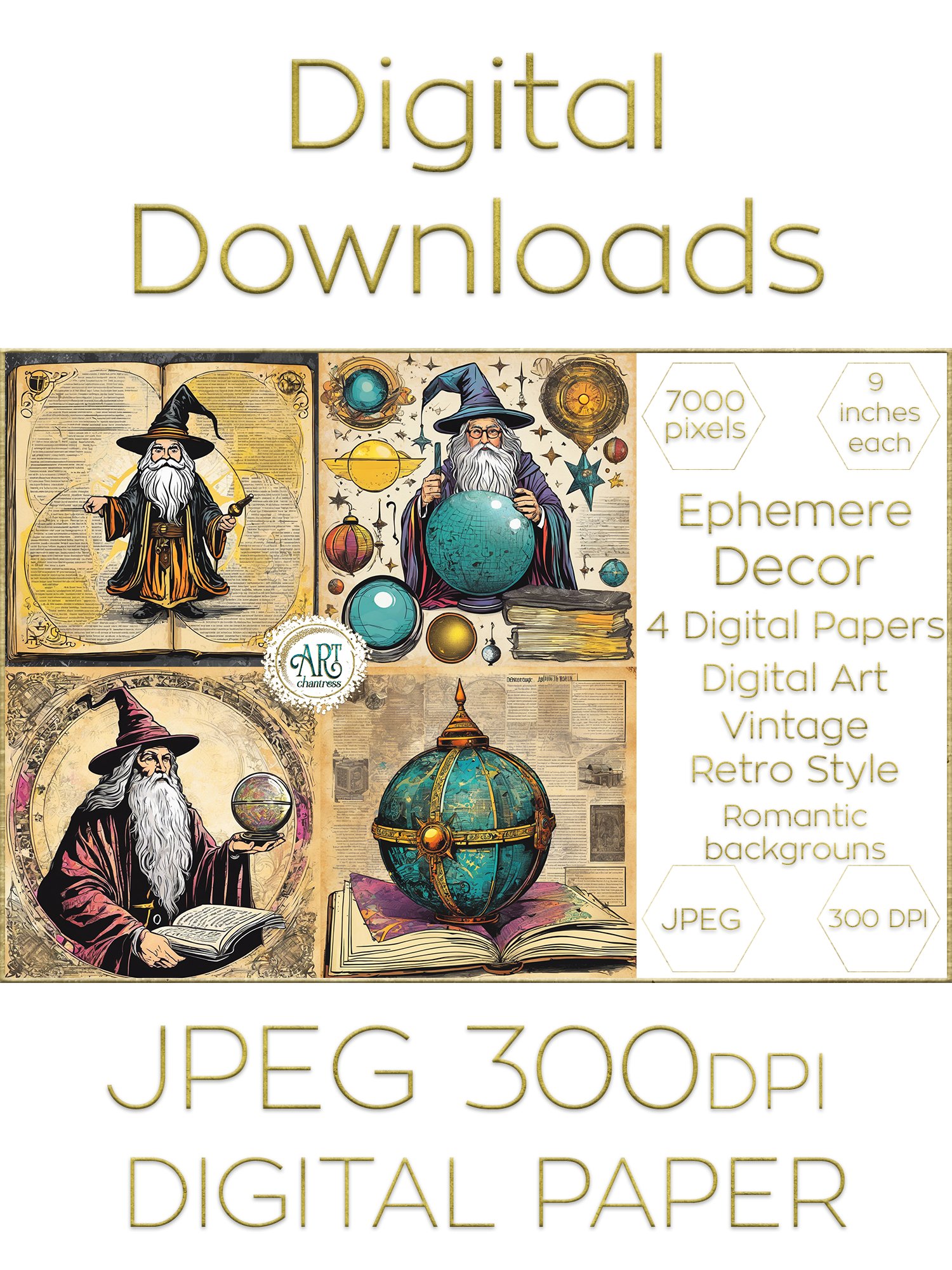 Vintage Retro Cartoon Digital Papers Bohemian (3611045)