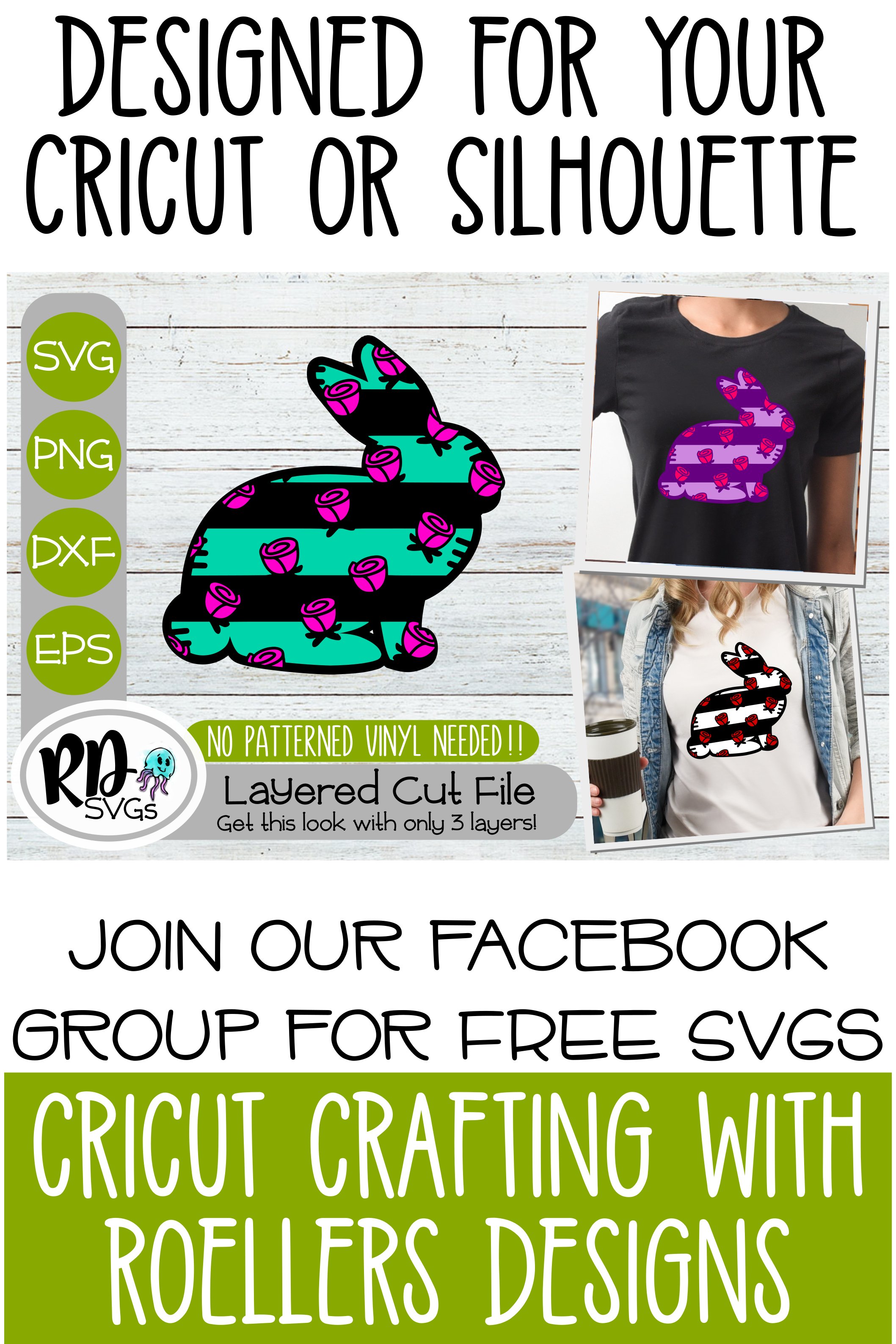 Floral Easter Bunny Rabbit - A Layered Cricut SVG