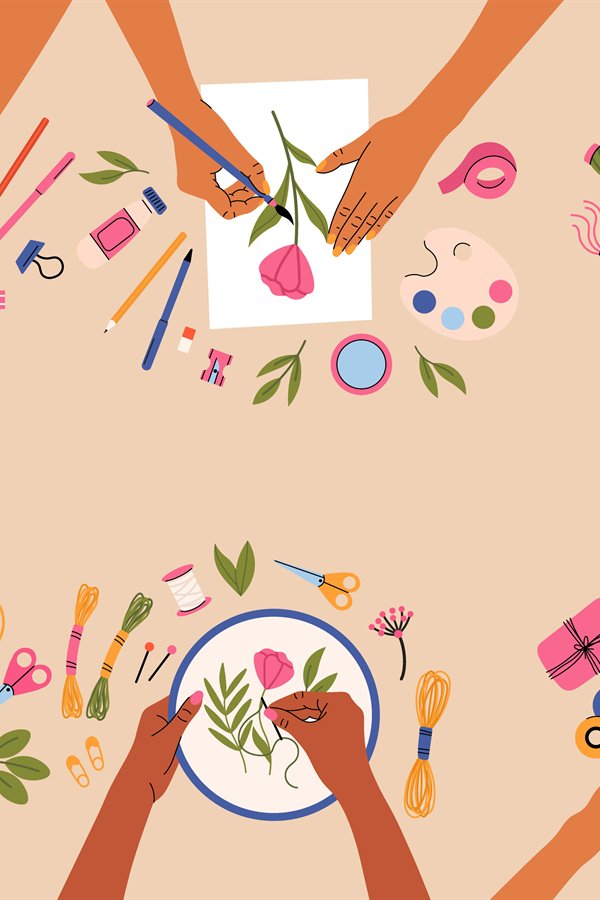 Creative workshop crafts, handmade hobbies and arts. Handmad