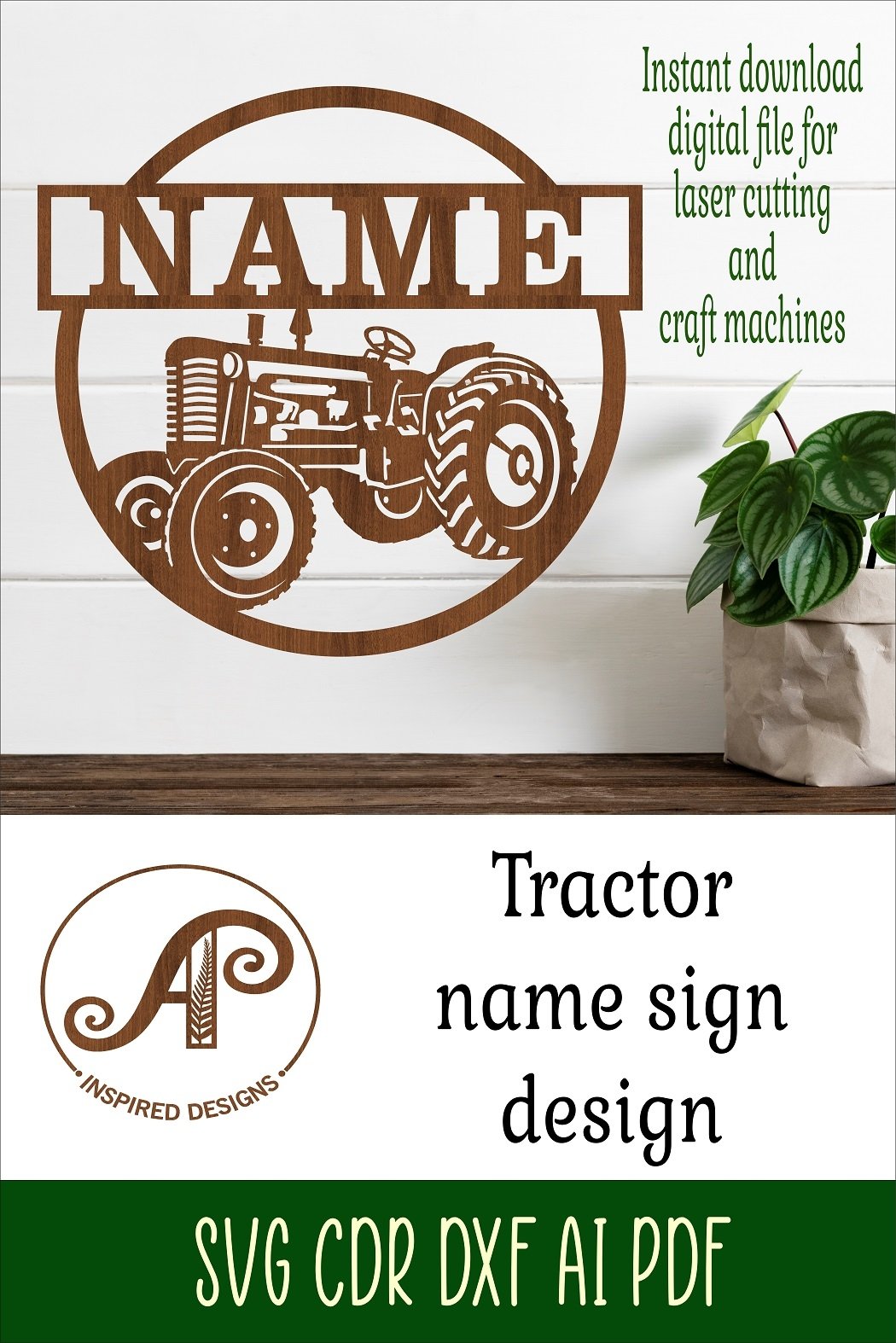 Tractor Name sign SVG laser cut template instant download