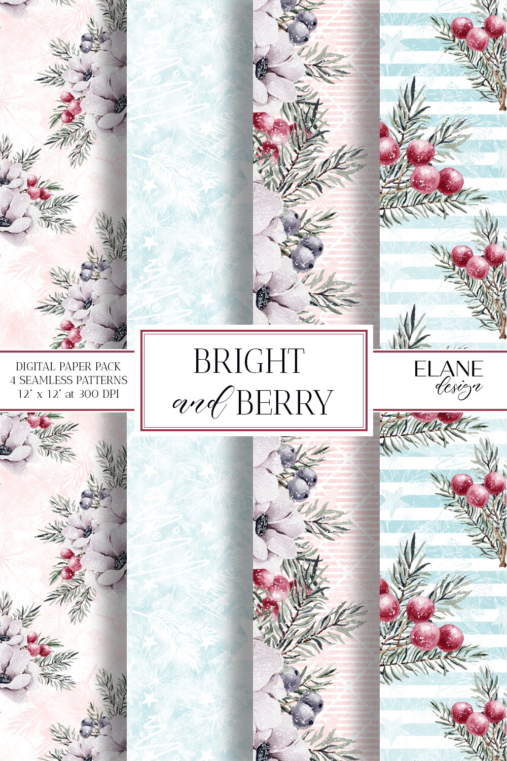 Christmas Flowers Digital Paper, Winter Seamless (4628452)