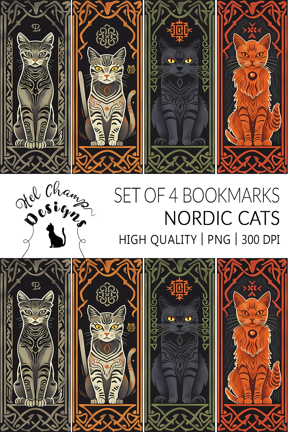 Bookmarks nordic art celtic cats sublimation