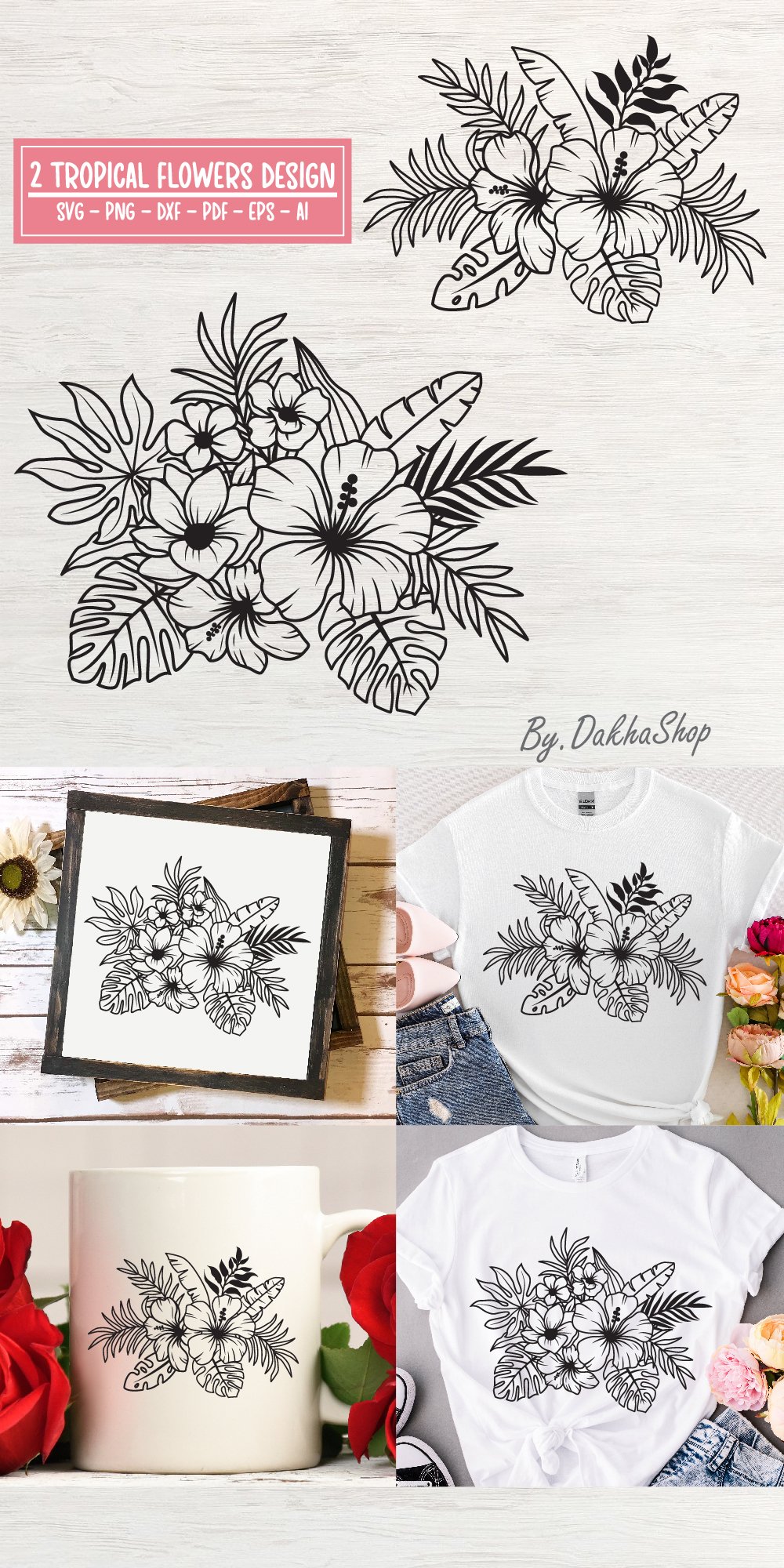 Tropical Flowers Svg,Tropical Leaves, Tropical Svg Bundle.