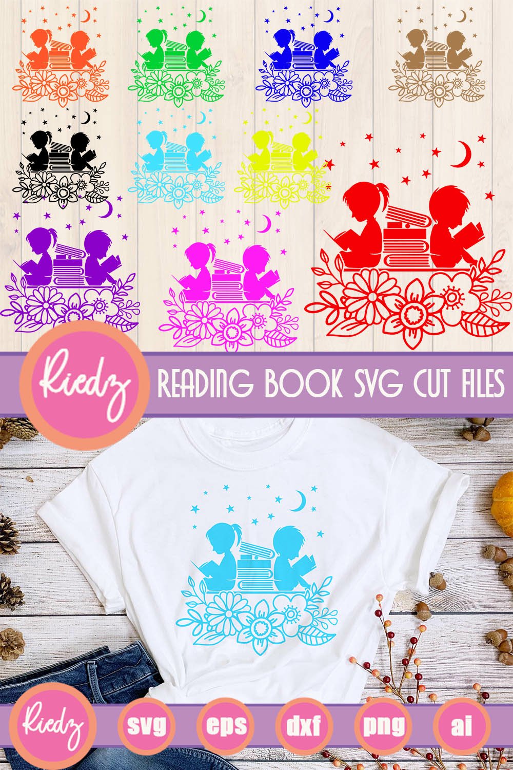 Reading Book Svg Cut File, Reading Book Png Sublimation