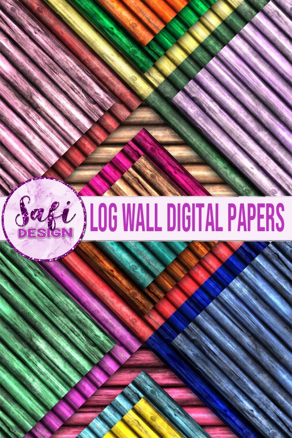 Log Wall Texture Backgrounds - Digital Papers