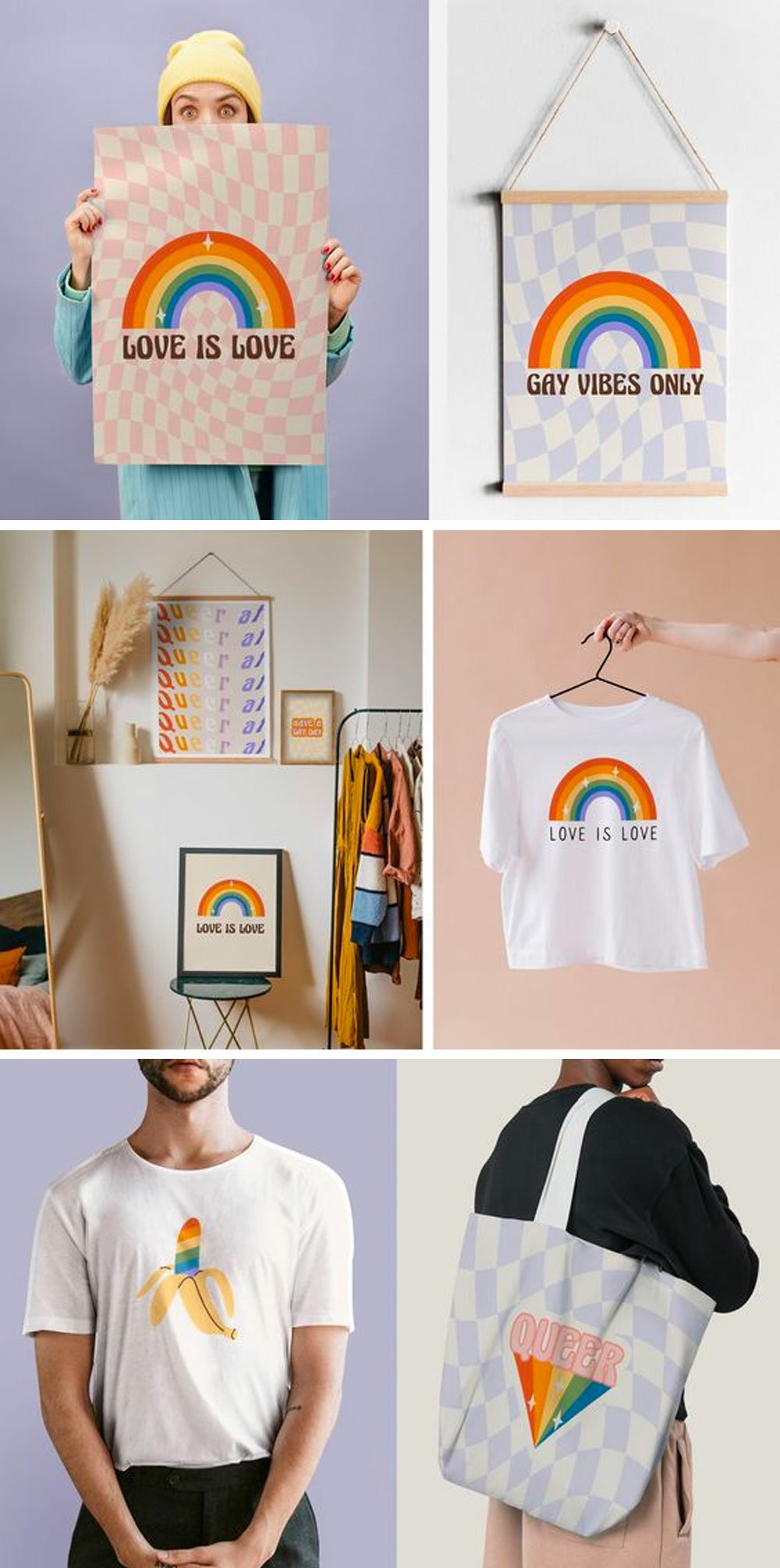 Retro Pride LGBTQ Rainbow Flag Clipart Bundle