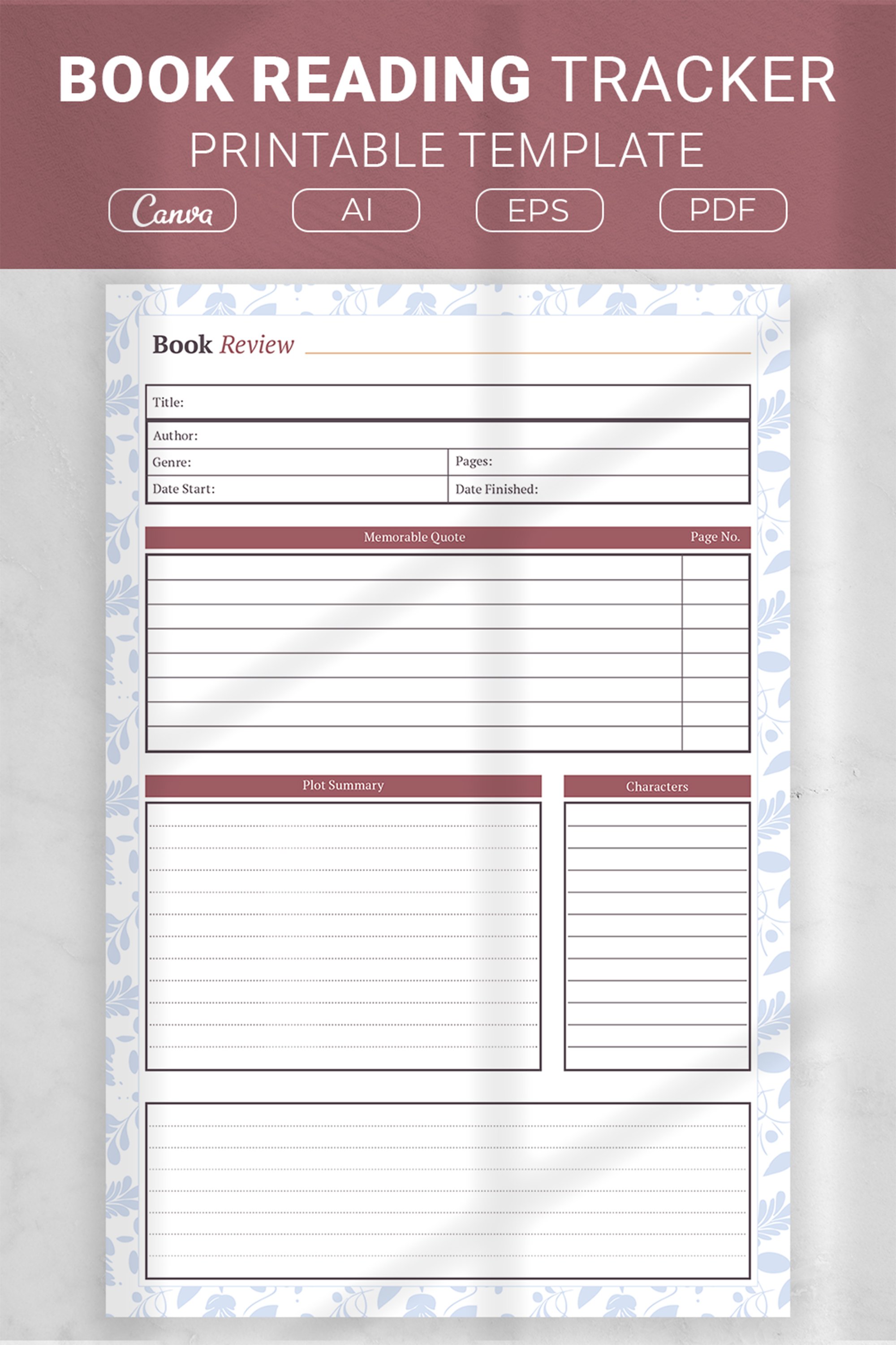 Book Reading Tracker Printable Template