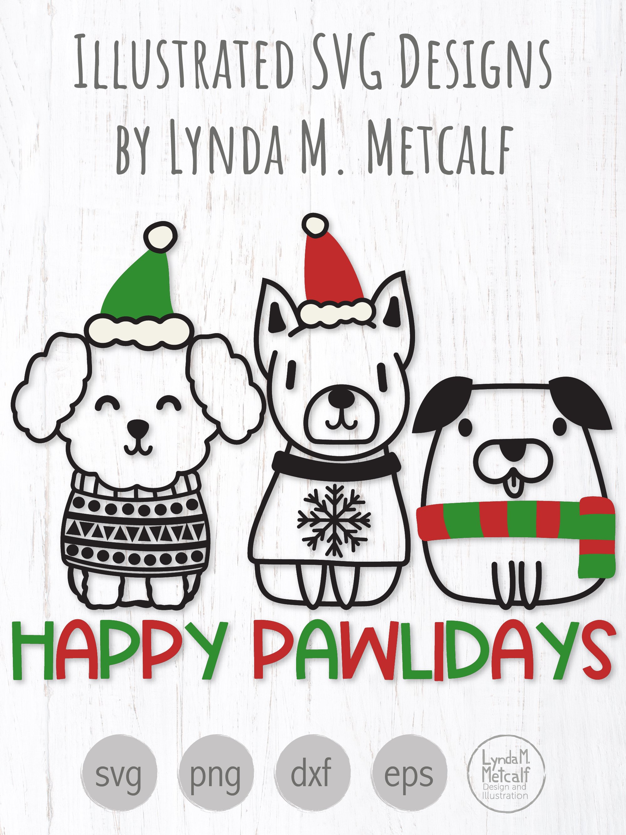 Happy Pawlidays Svg, Christmas Dogs Png, Holiday Dogs Dxf