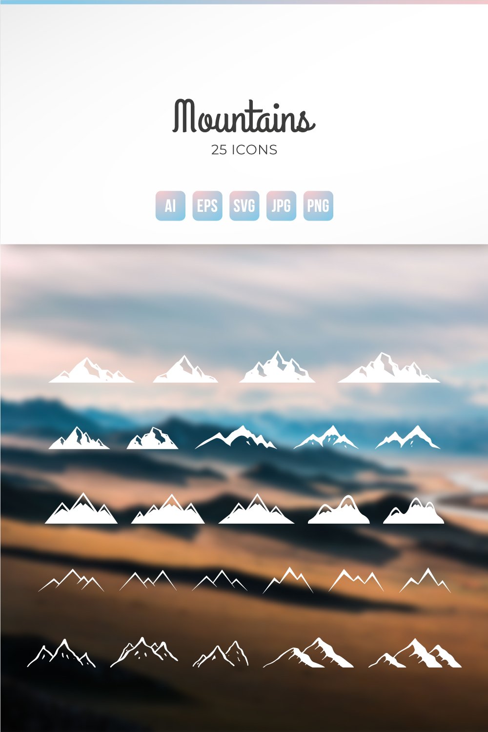 Mountain peaks bundle. Vector Mountain design.