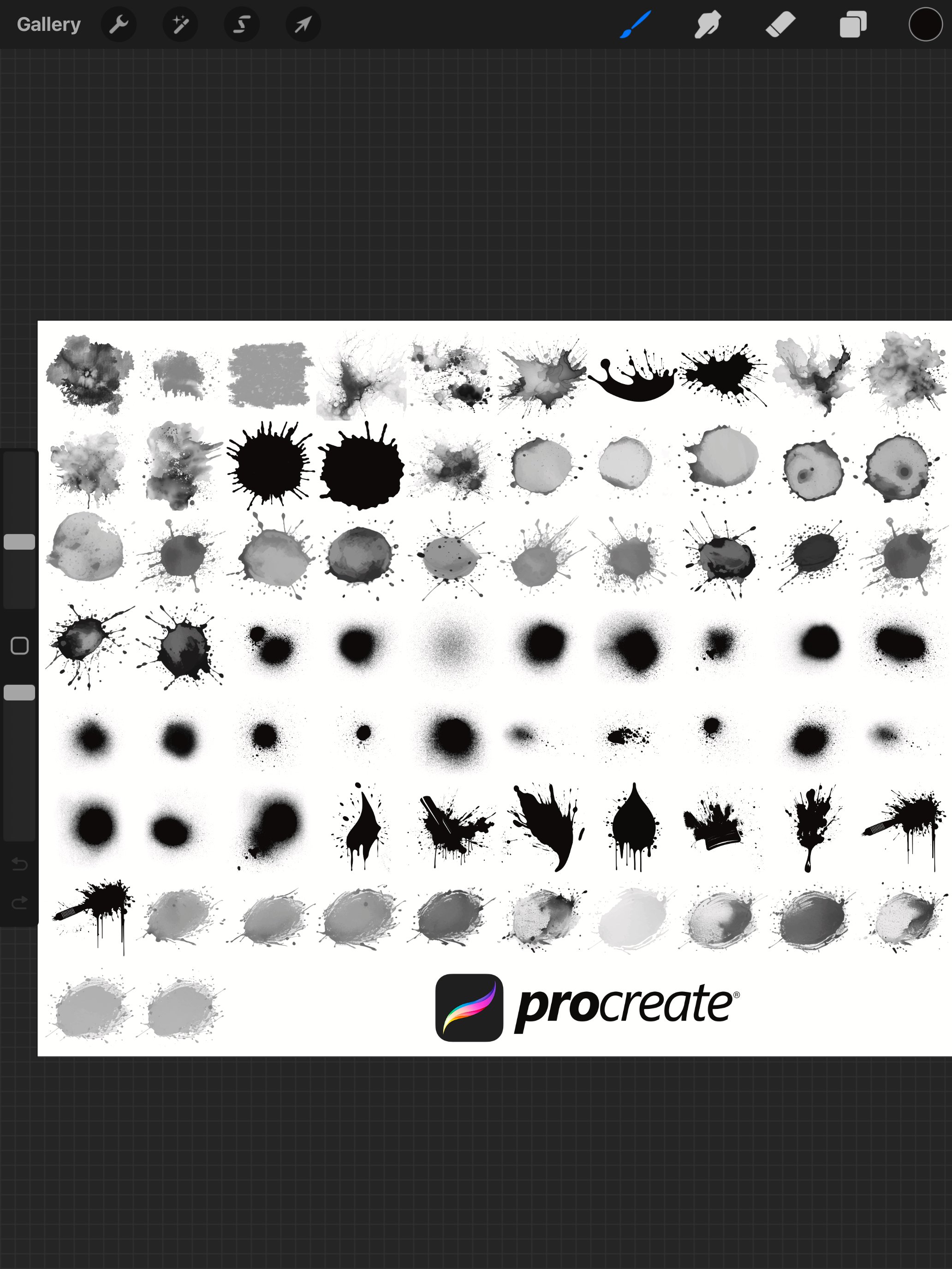 Splash Splatter Marks Set 3 Procreate Brush Stamps, 72