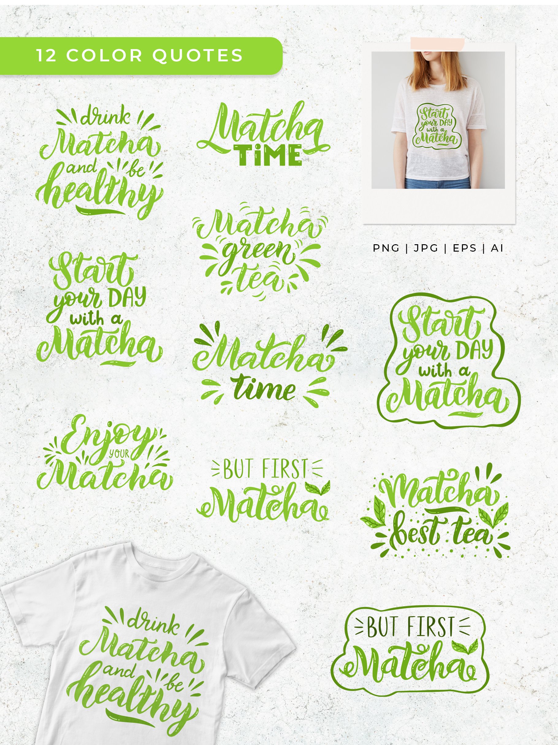 Bundle Matcha tea funny quotes sublimation, Matcha (795430)