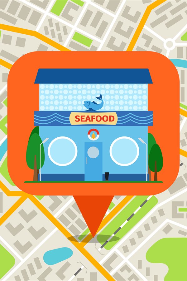 Seafood shop pin on map