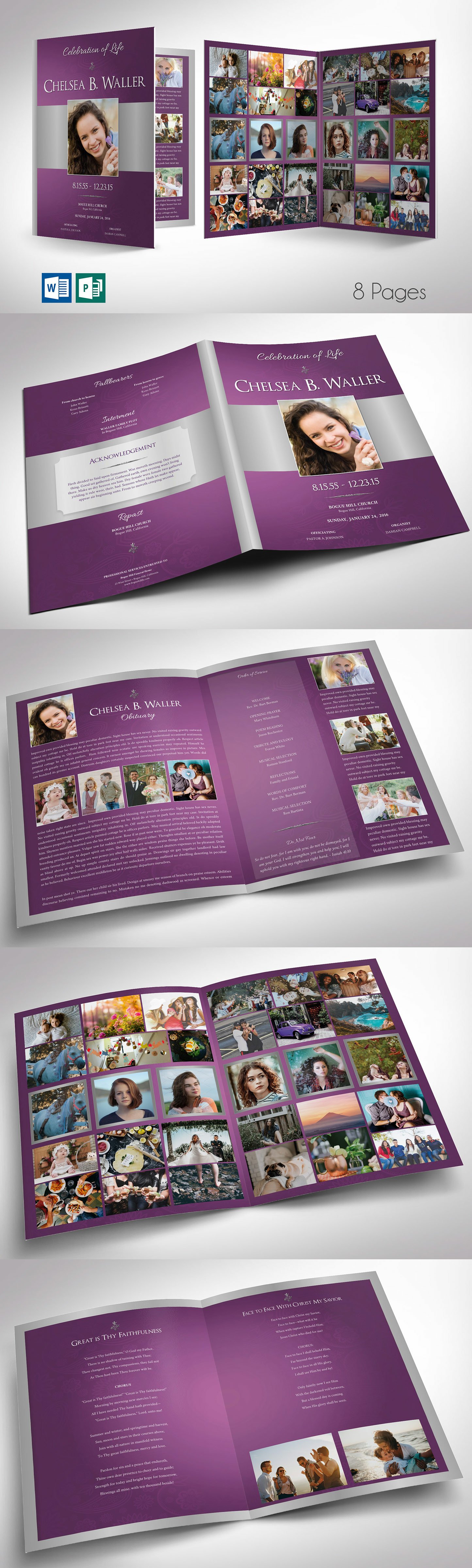 Lavender Regal Tabloid Funeral Program Word (1468939)