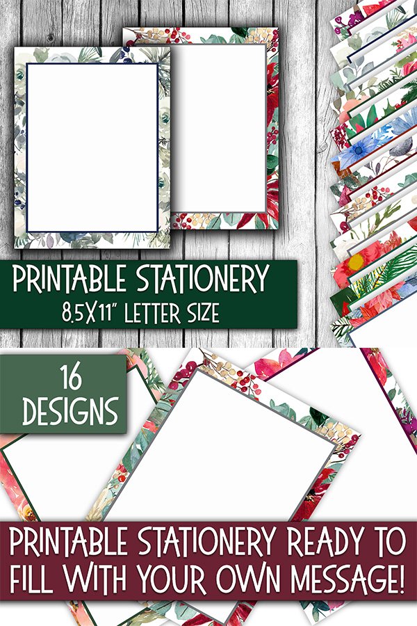 Christmas Stationery - Christmas Floral Digital Paper