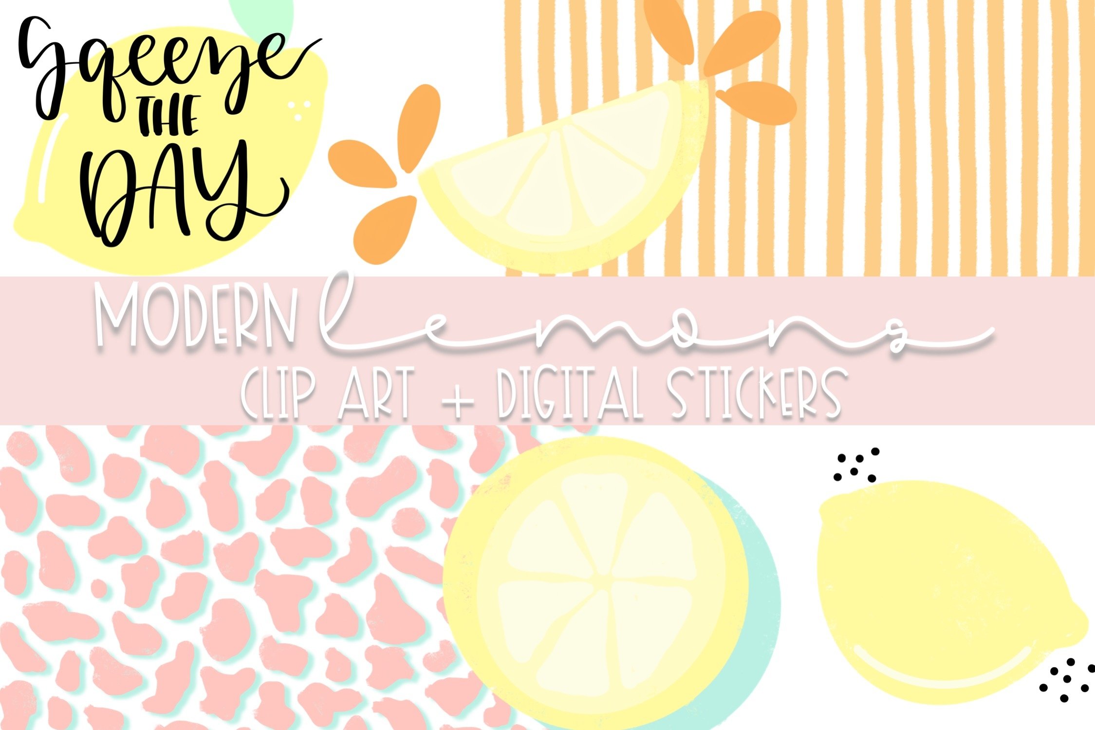 Modern Lemons Doodle Clip Art | Modern Design