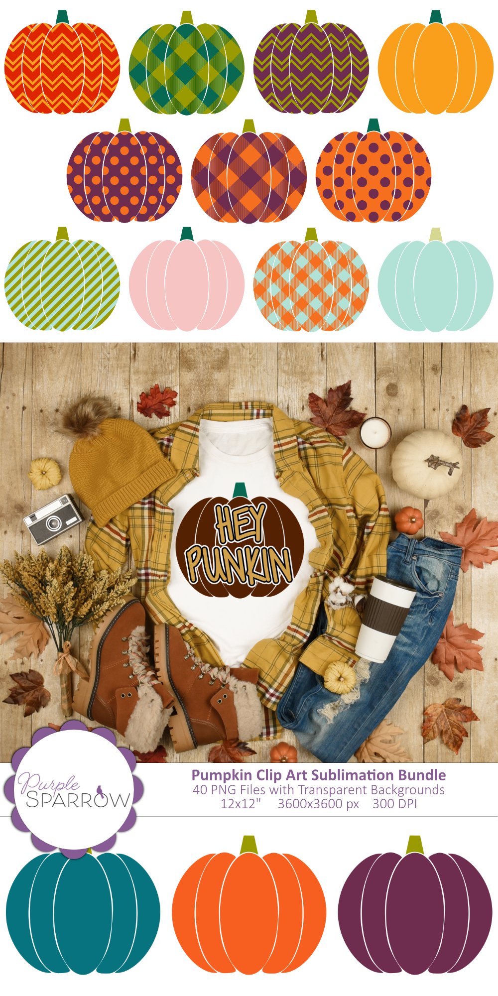 Pumpkin Clip Art | 40 PNG Files with Transparent Backgrounds