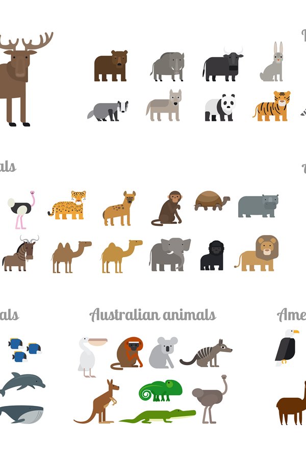 Animals in flat style