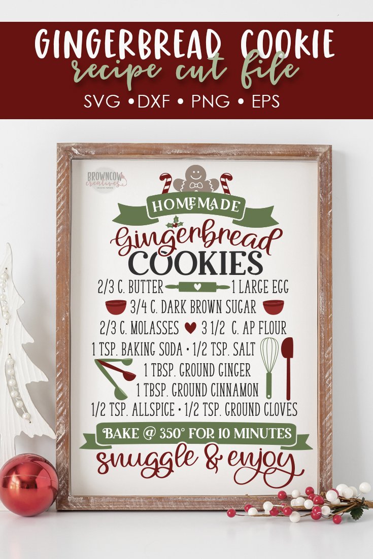 Gingerbread Cookie Recipe SVG, Cookie Recipe Cut File