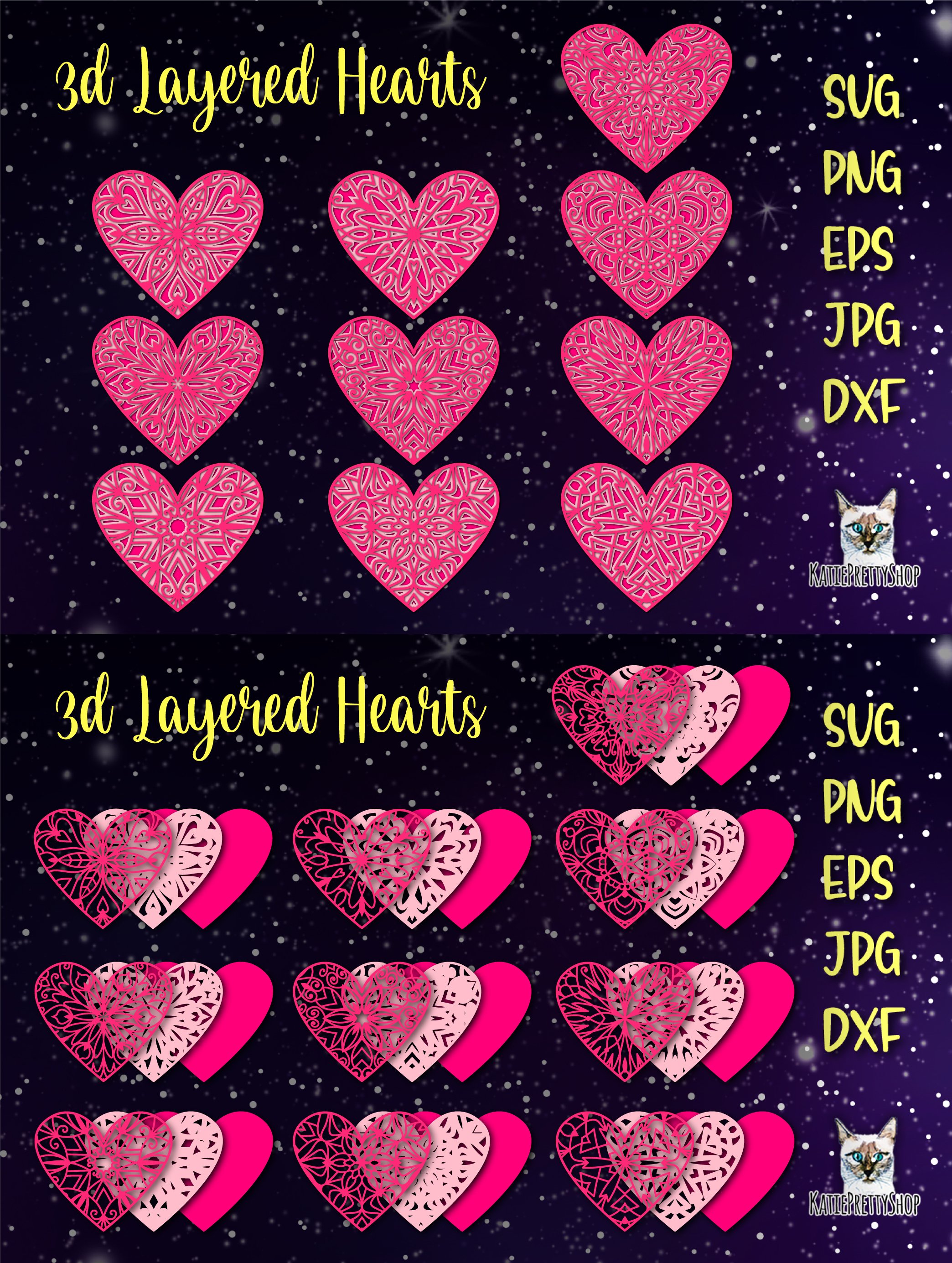 3d layered Hearts svg, Valentine's day SVG, love (1677156)