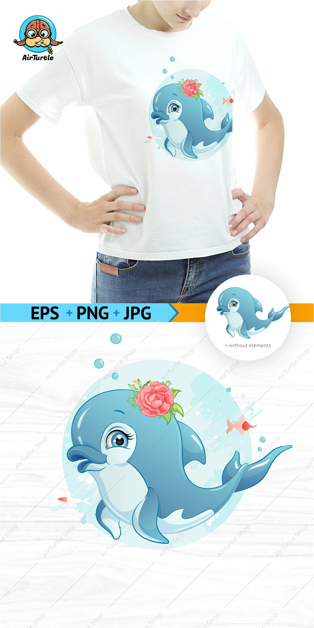 Cartoon Dolphin Clipart | Cute Ocean Animals PNG