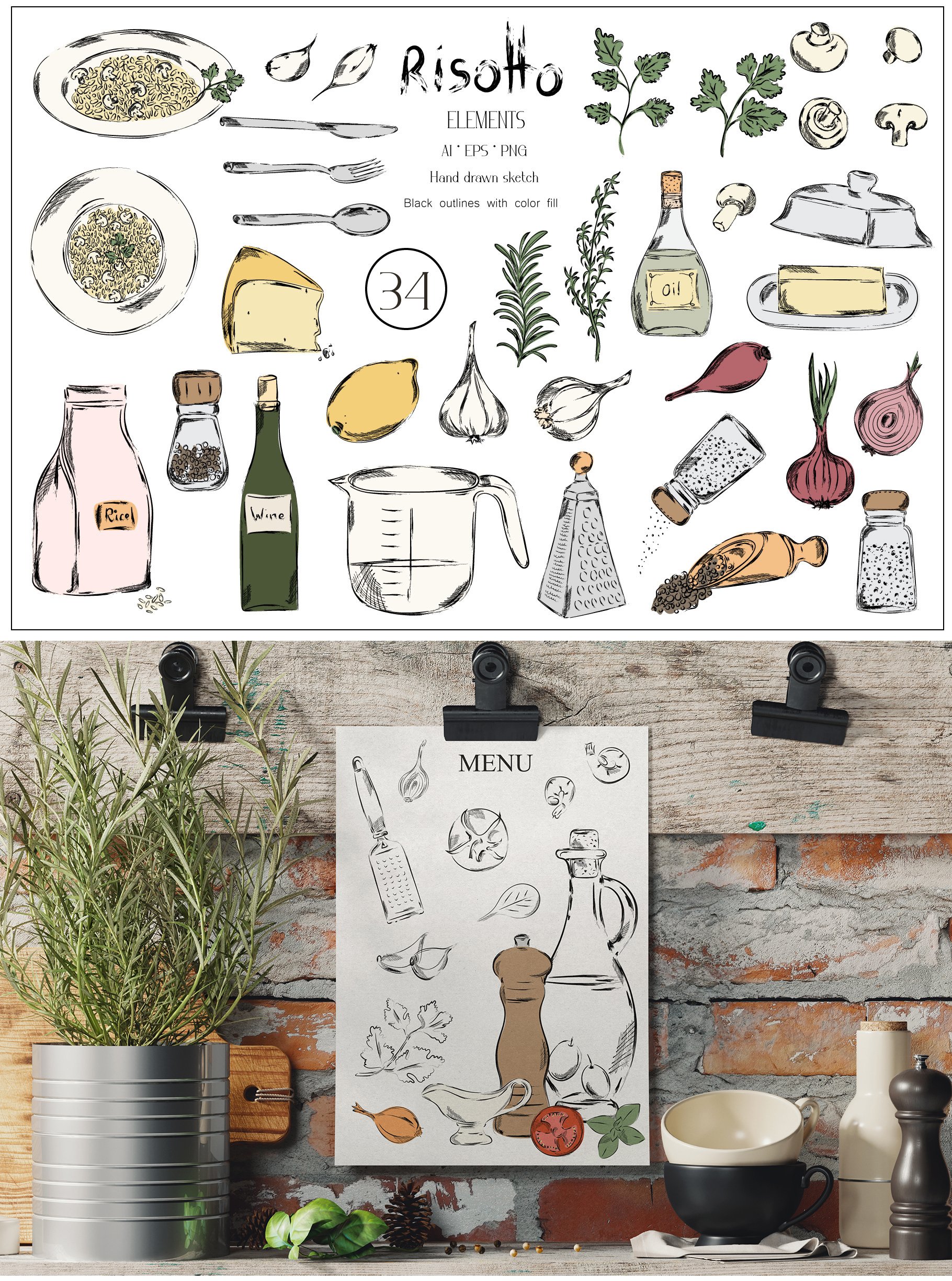Italian Cuisine Vector Collection Bundle