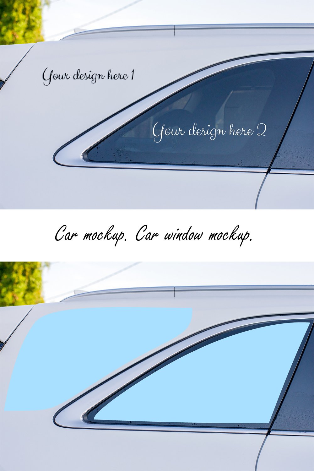 Car mockup. Car window mockup.