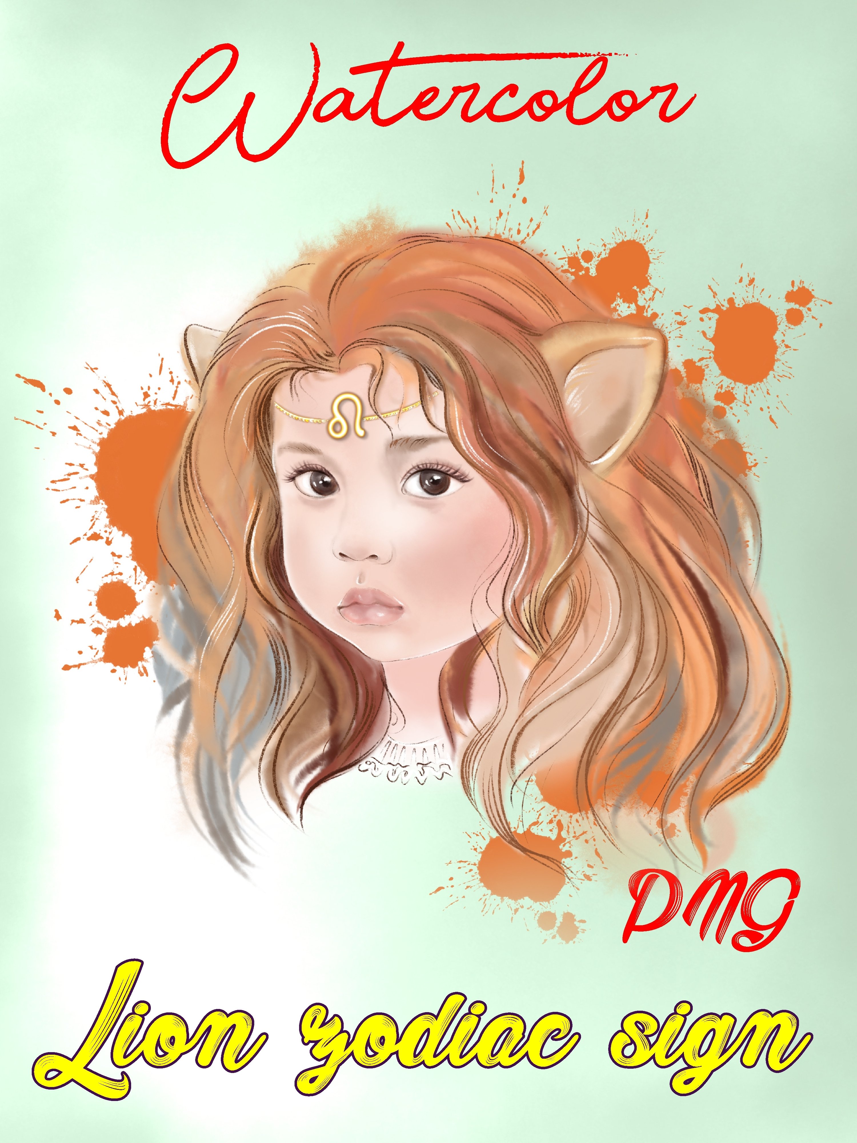 Leo zodiac sign Watercolor PNG
