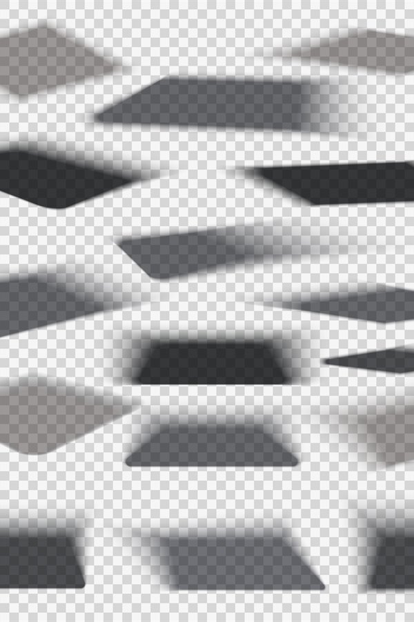 Box square shadows with soft edge isolated on transparent ba