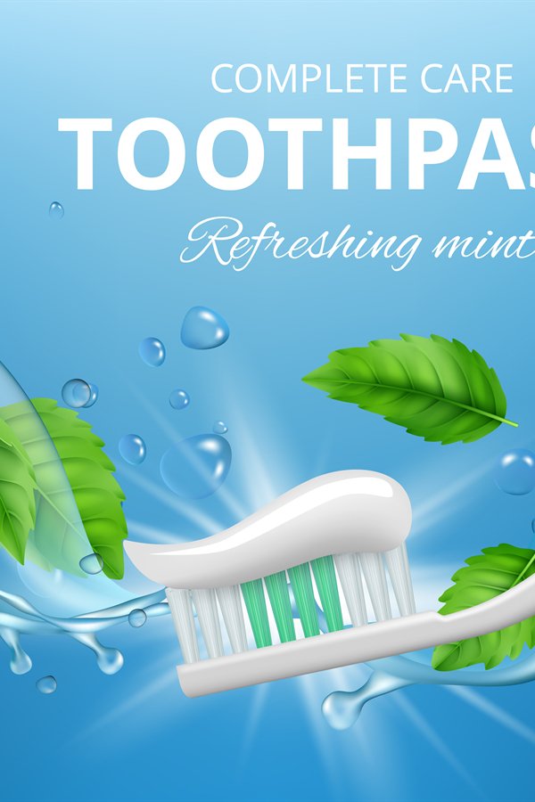 Toothpaste ads. Promotional advertizing poster of fresh heal