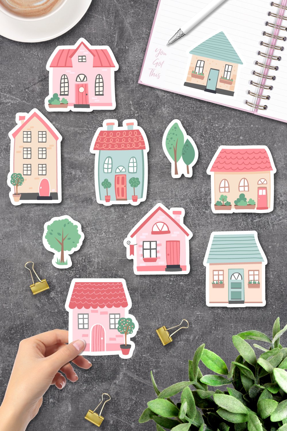 House stickers, Printable and digital set