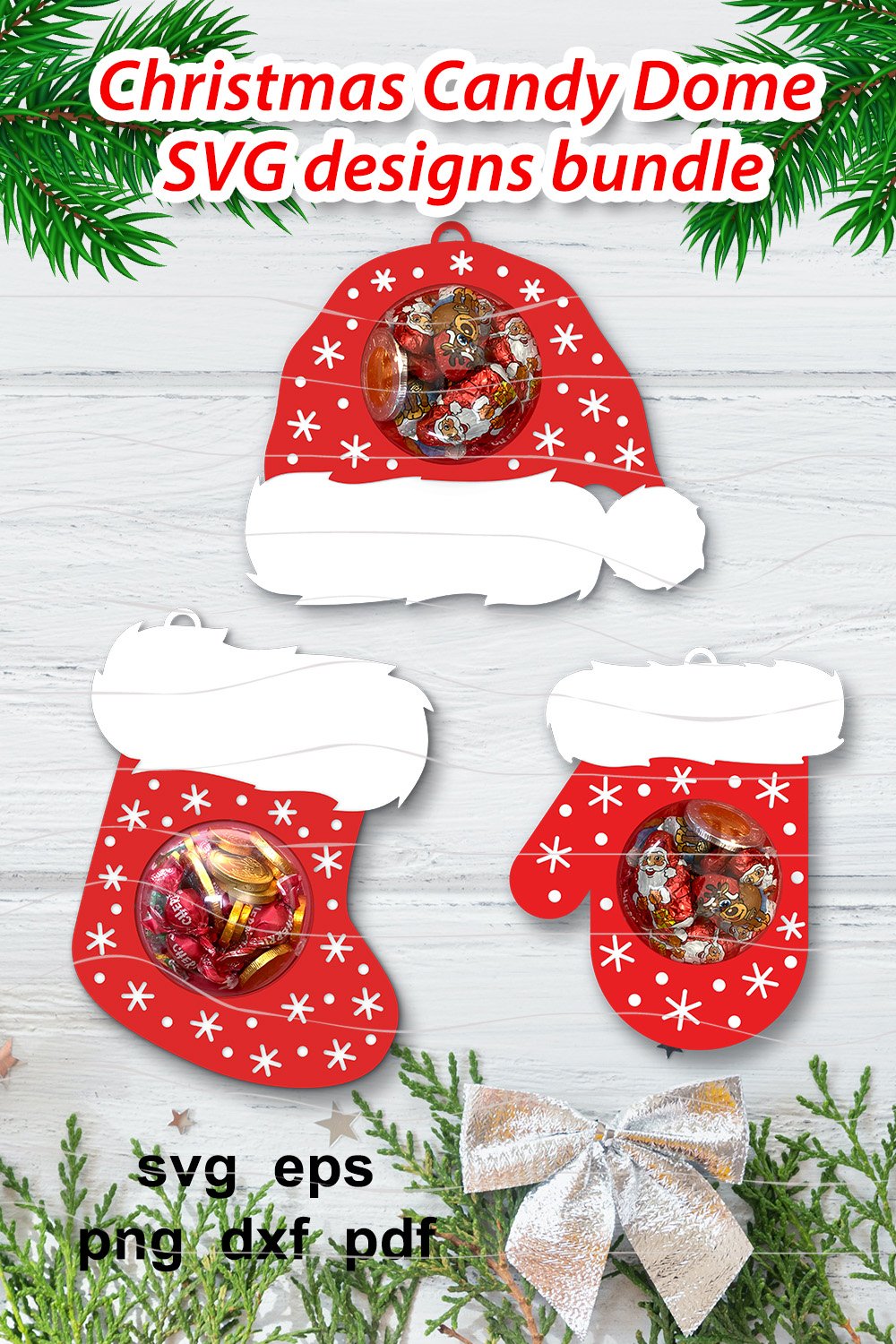 Christmas Candy Dome SVG| Santa Candy Dome Ornaments Svg