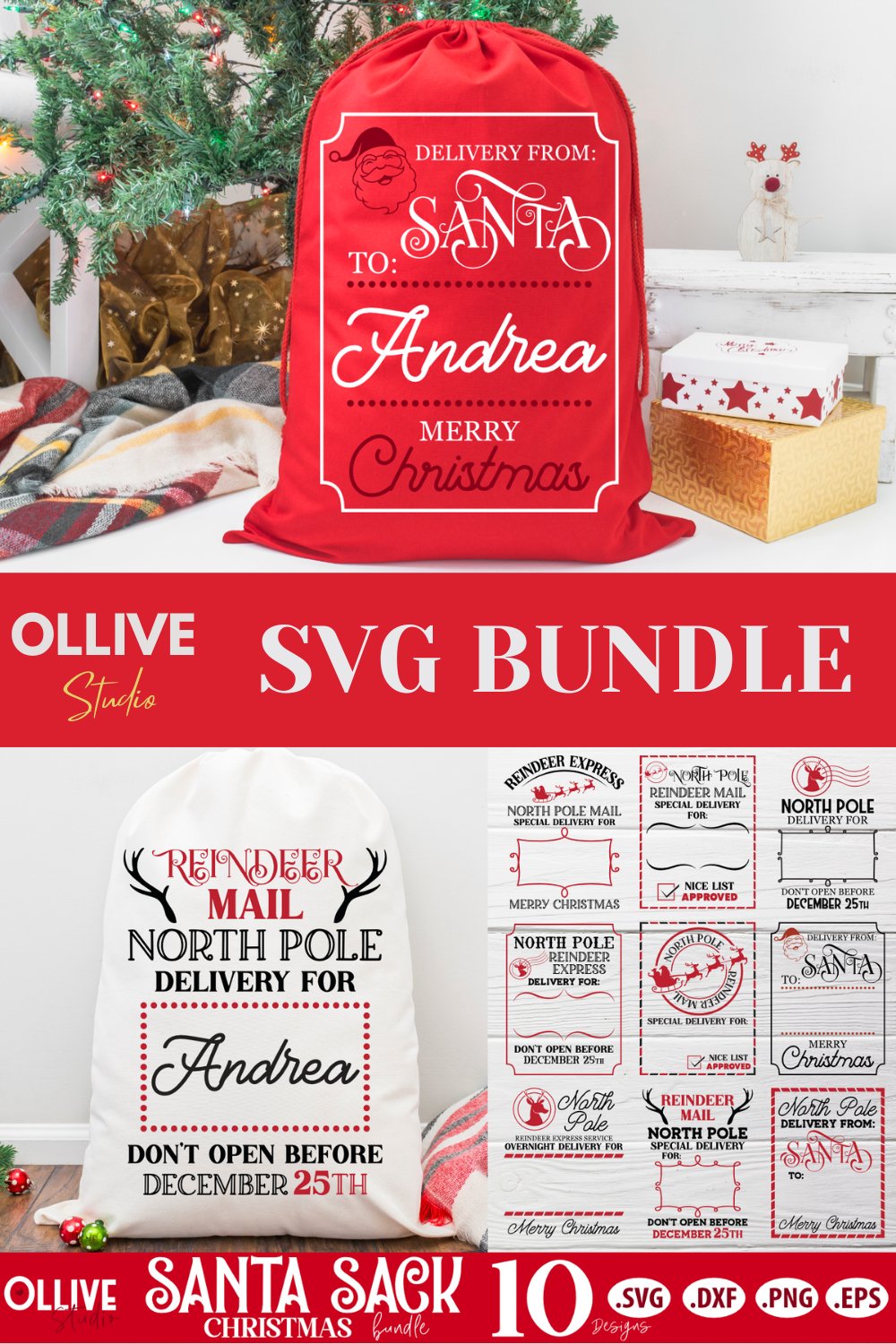 Santa Sack SVG Bundle | Christmas Santa Bag SVG (1509977)