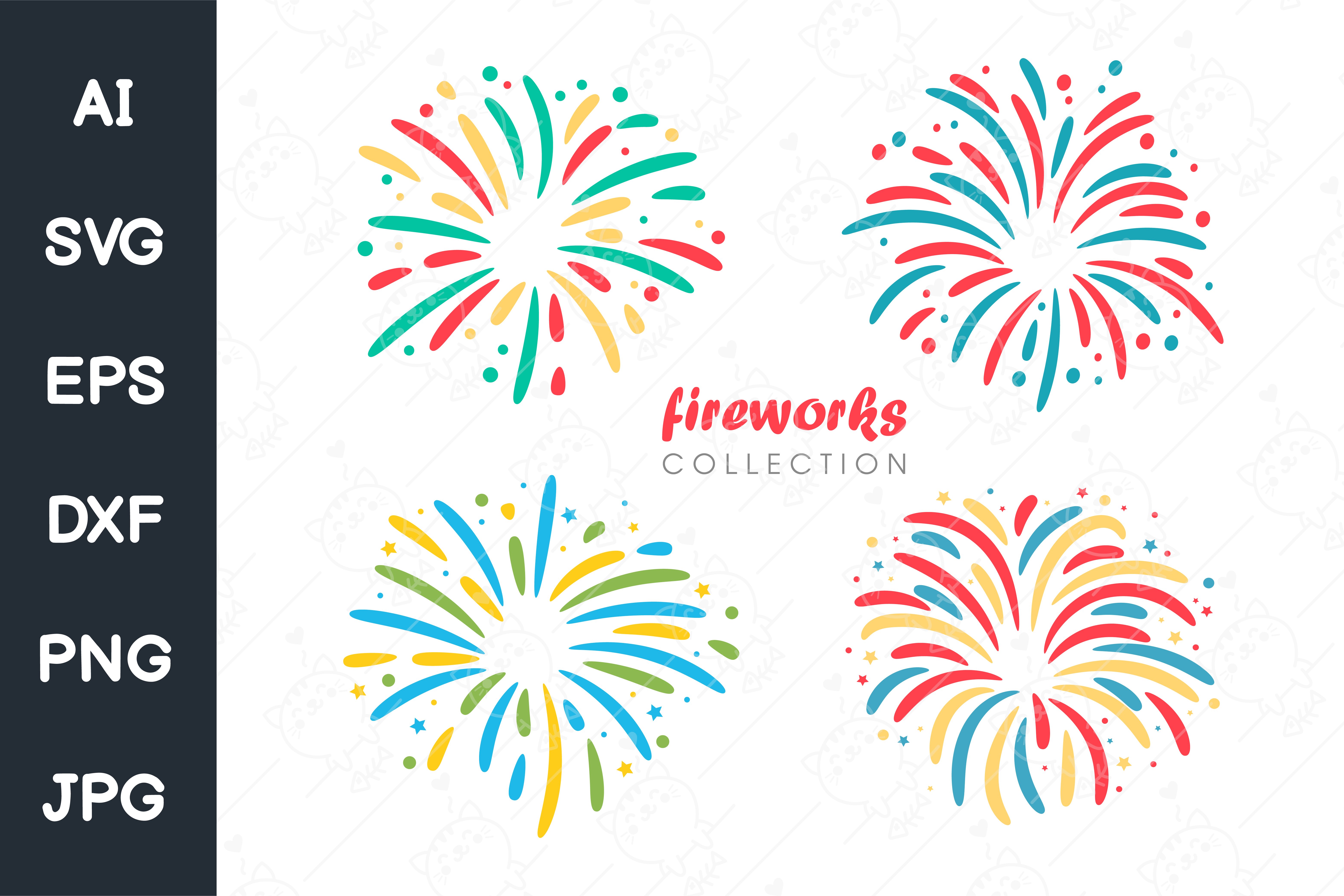 Graphic fireworks design for celebrating the new year.