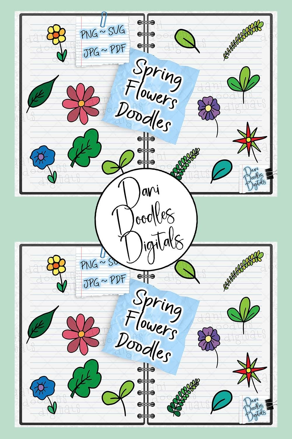 Spring Flowers Doodle Clipart