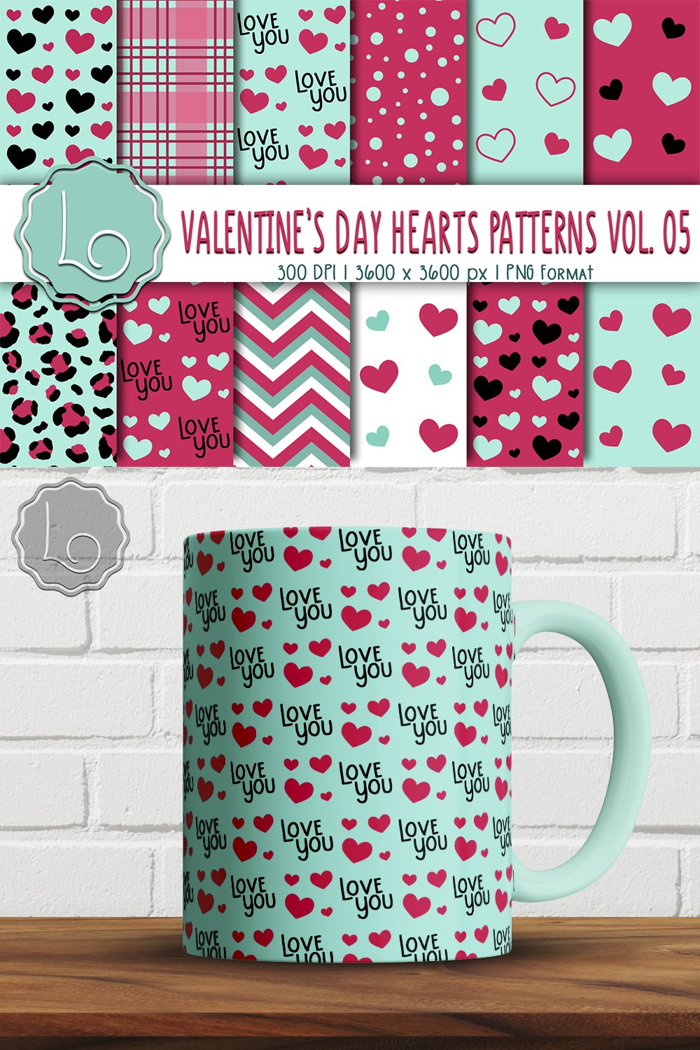 Valentines Day Hearts Patterns Vol 05