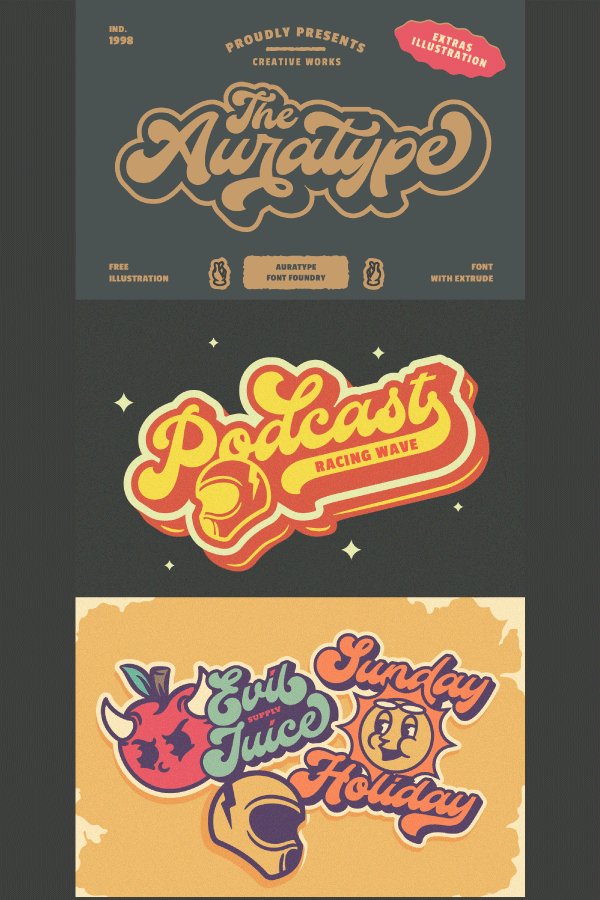 The Auratype - Retro Font & Extras Illustration (1763948)