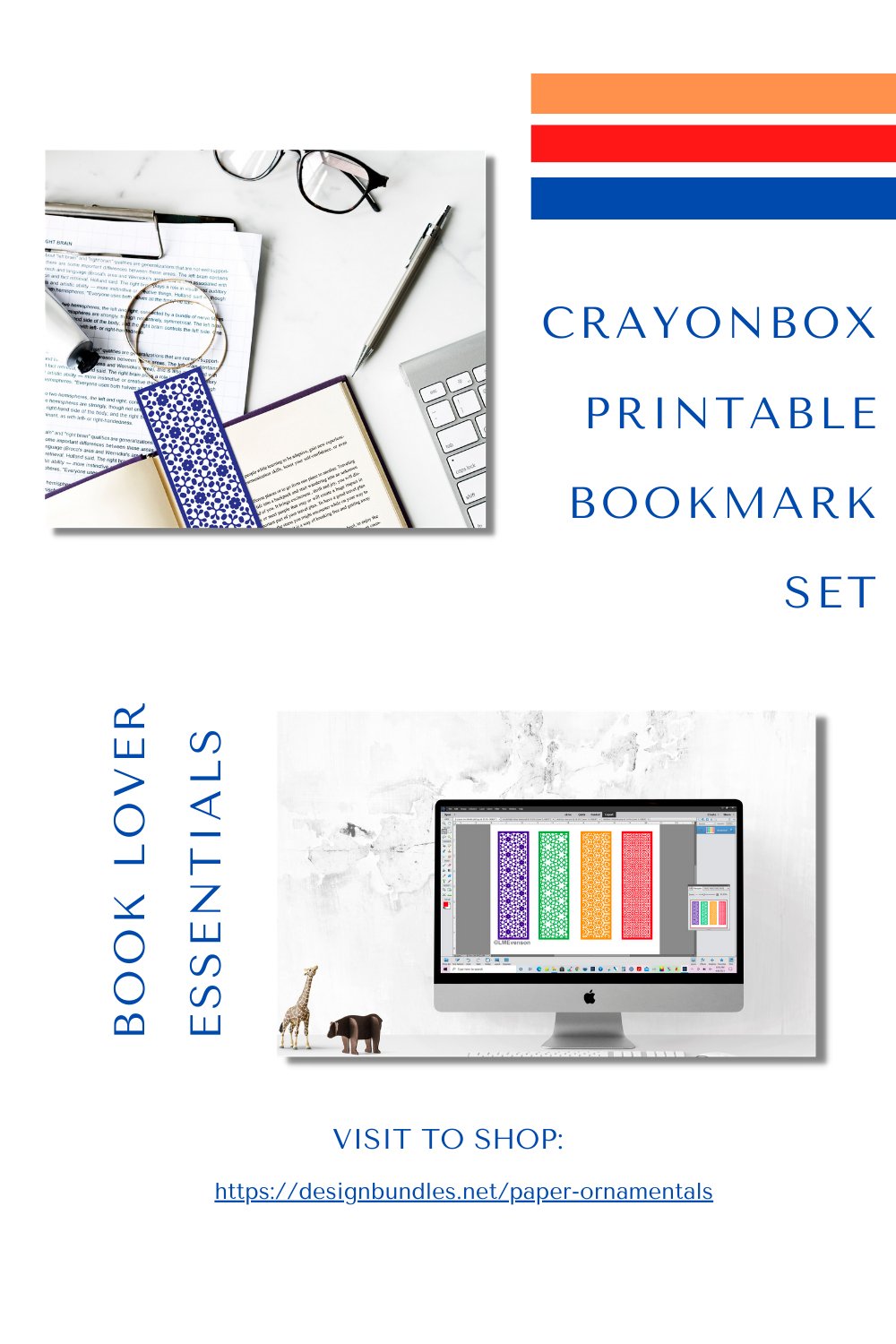 Bookmark, Printable Bookmark Set, Crayon Box Bookmarks